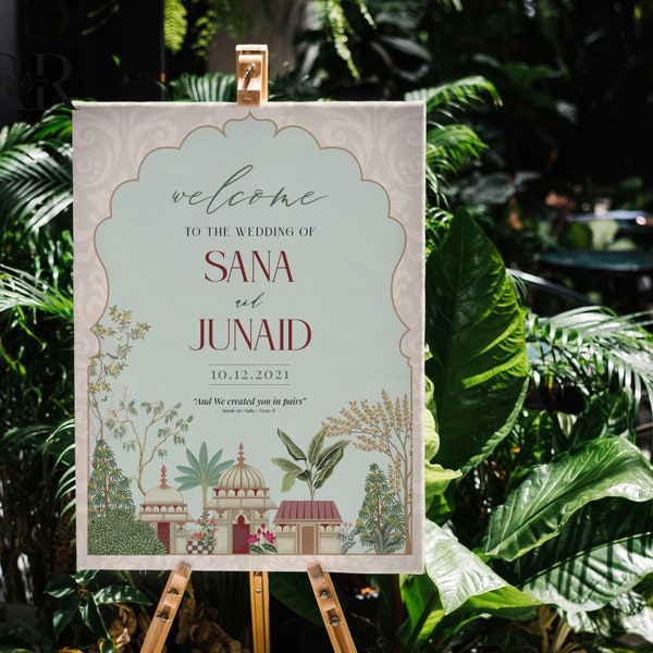 Muslim Wedding Welcome Sign Islamic Pattern Wedding Welcome Sign ...