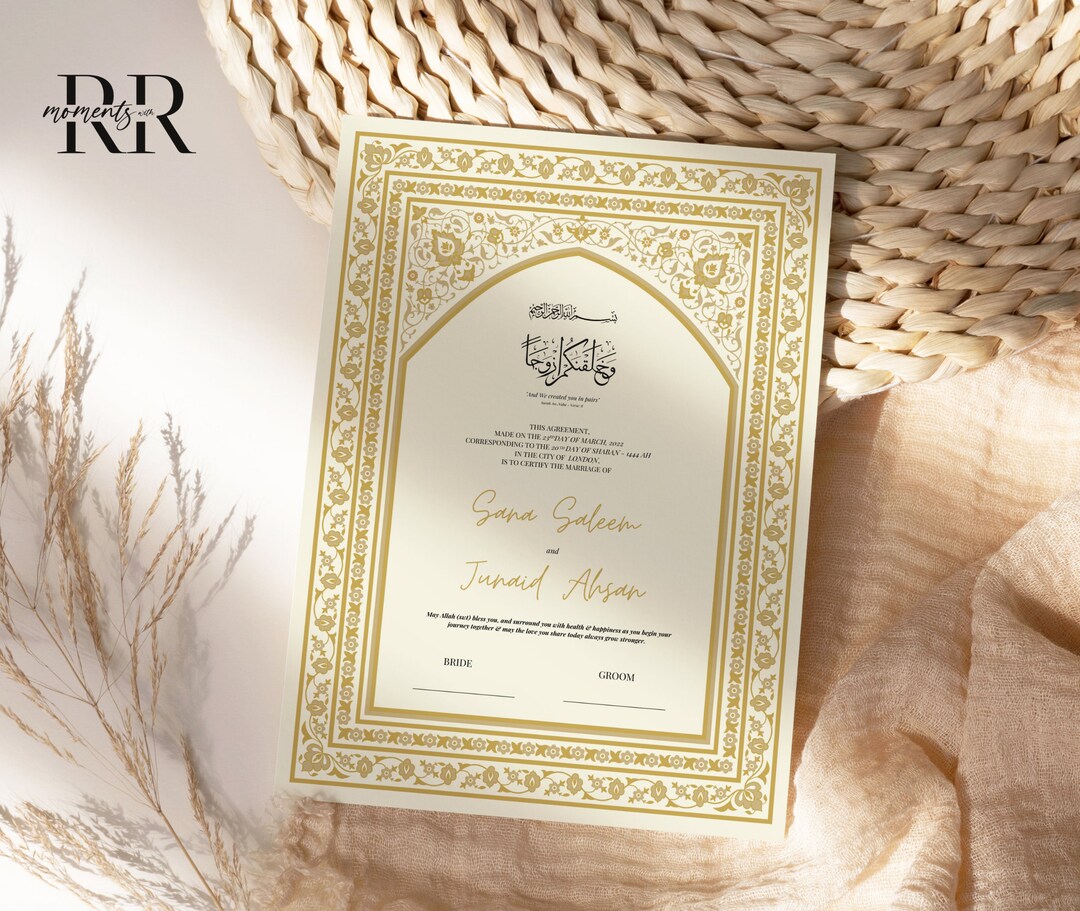 Nikkah Contract Template,printable Nikkah Contract,editable Nikkahnama ...