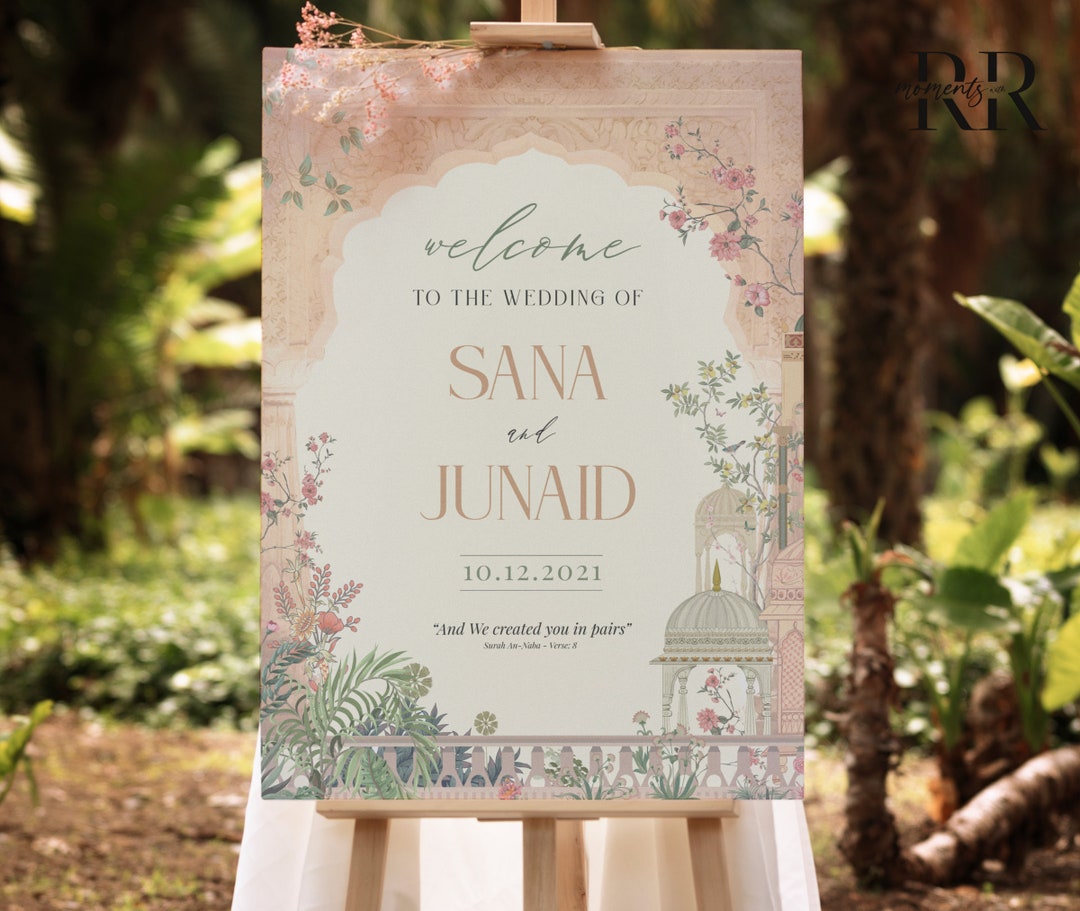 Custom Muslim Wedding Welcome Sign - Islamic Wedding Welcome Sign ...