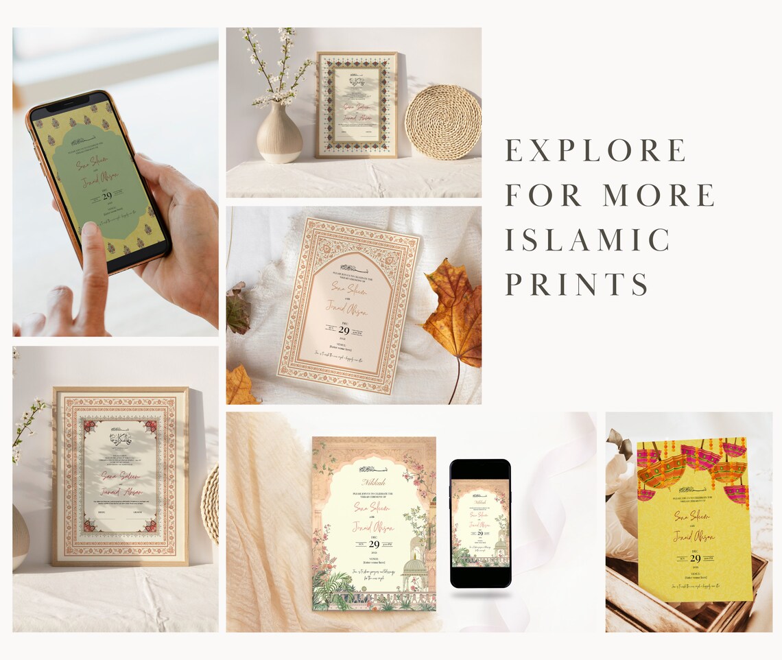 Muslim Wedding Save the Date Canva Template Nikkah Save the - Etsy