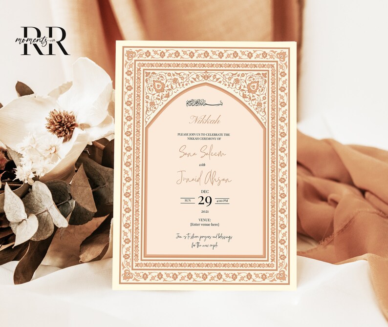 Muslim Traditional Pattern Wedding Invitation Editable Set of - Etsy