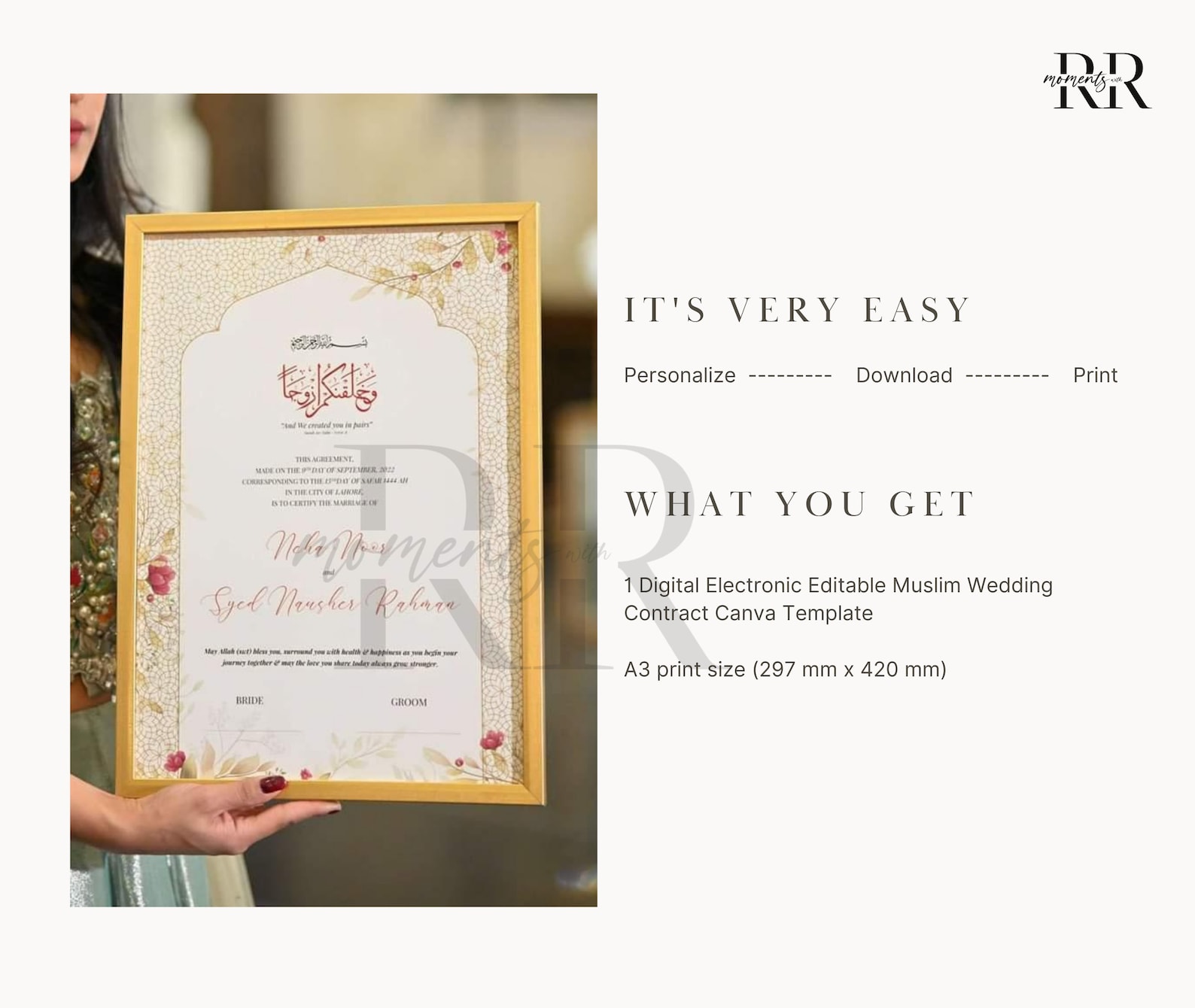 Nikkah Contract Template,printable Nikkah Contract,editable Nikkahnama ...