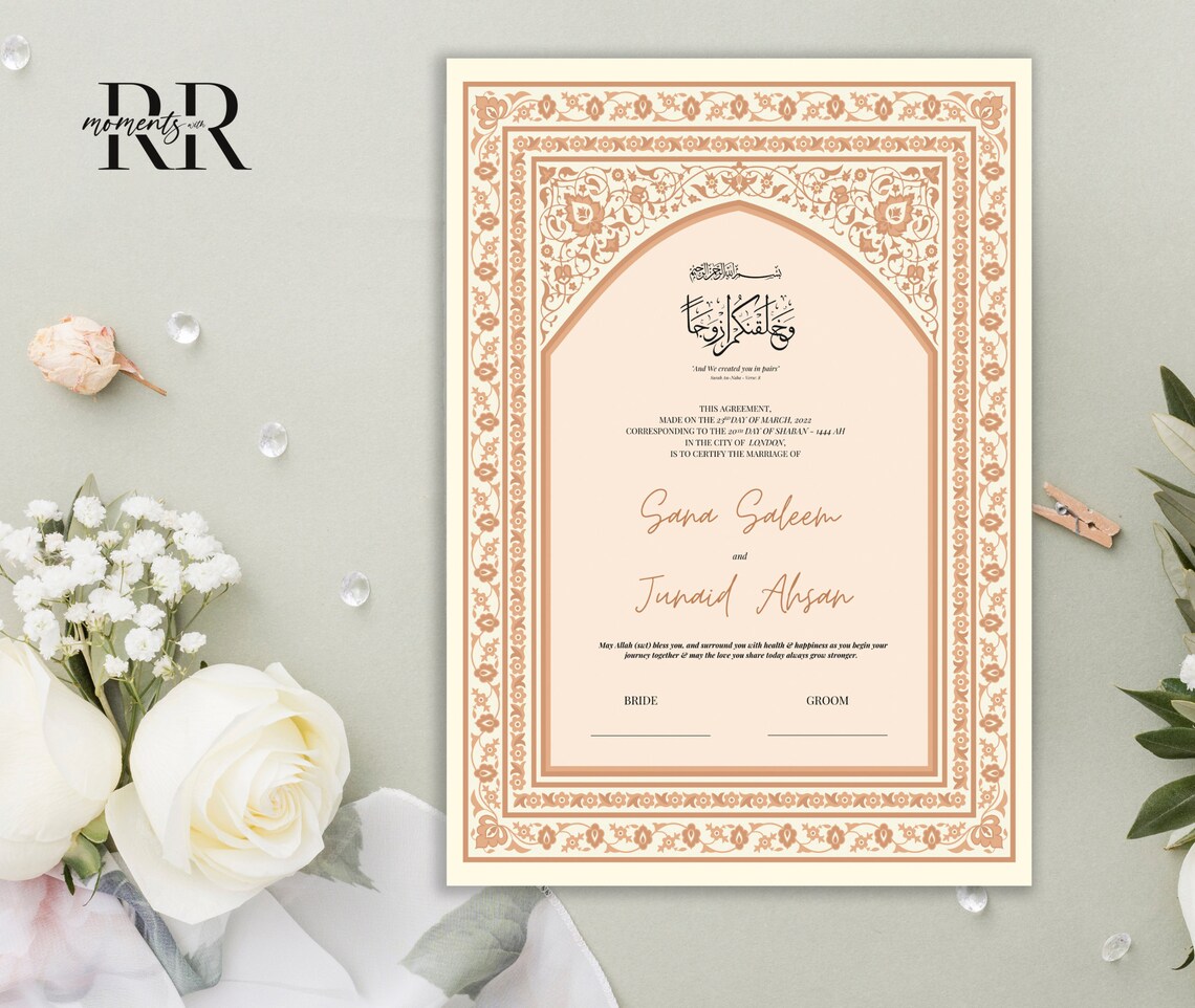 Buy Nikkah Contract Templateprintable Nikkah Contracteditable Online in ...