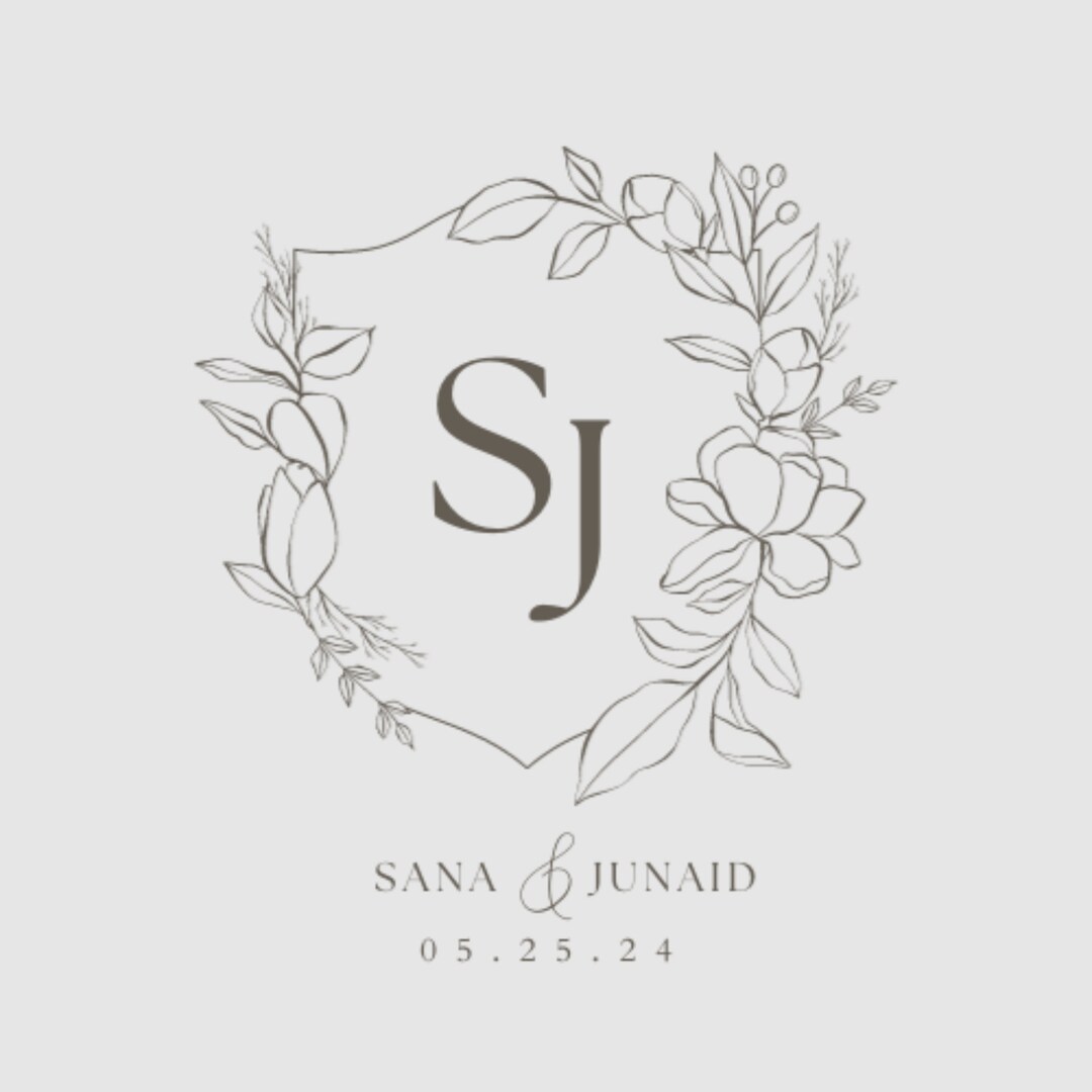 Vintage Wedding Monogram, Islamic Wedding, Nikkah Invitation, Wedding ...
