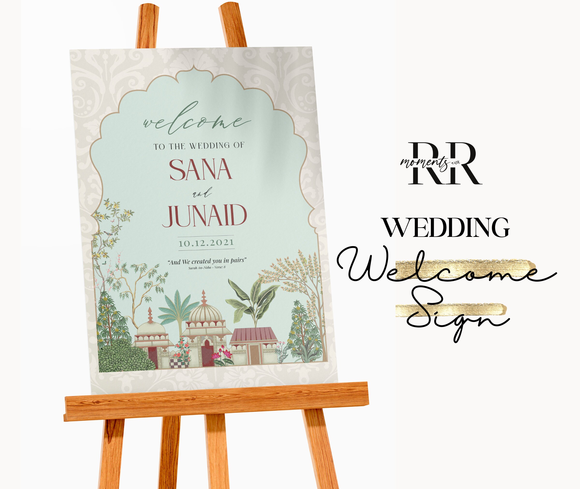 Custom Muslim Wedding Welcome Sign - Islamic Wedding Welcome Sign ...