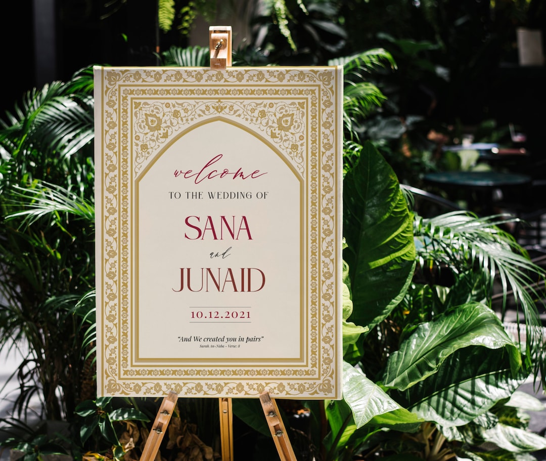 Custom Muslim Wedding Welcome Sign - Islamic Wedding Welcome Sign ...