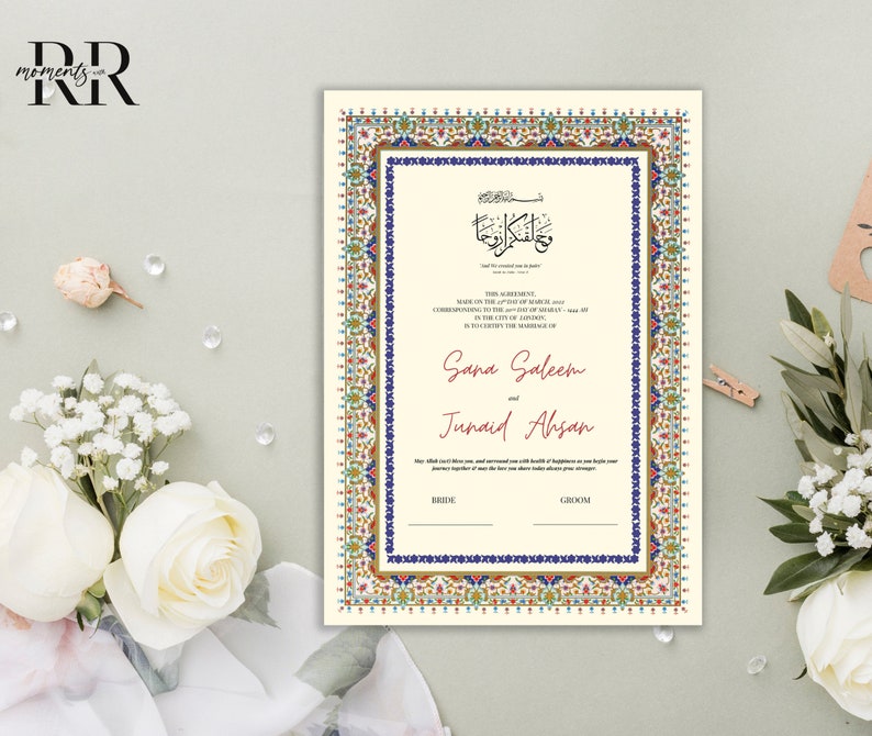 Nikkah Certificate Digital Nikkah Contract PDF Katb Kitab Certificate ...