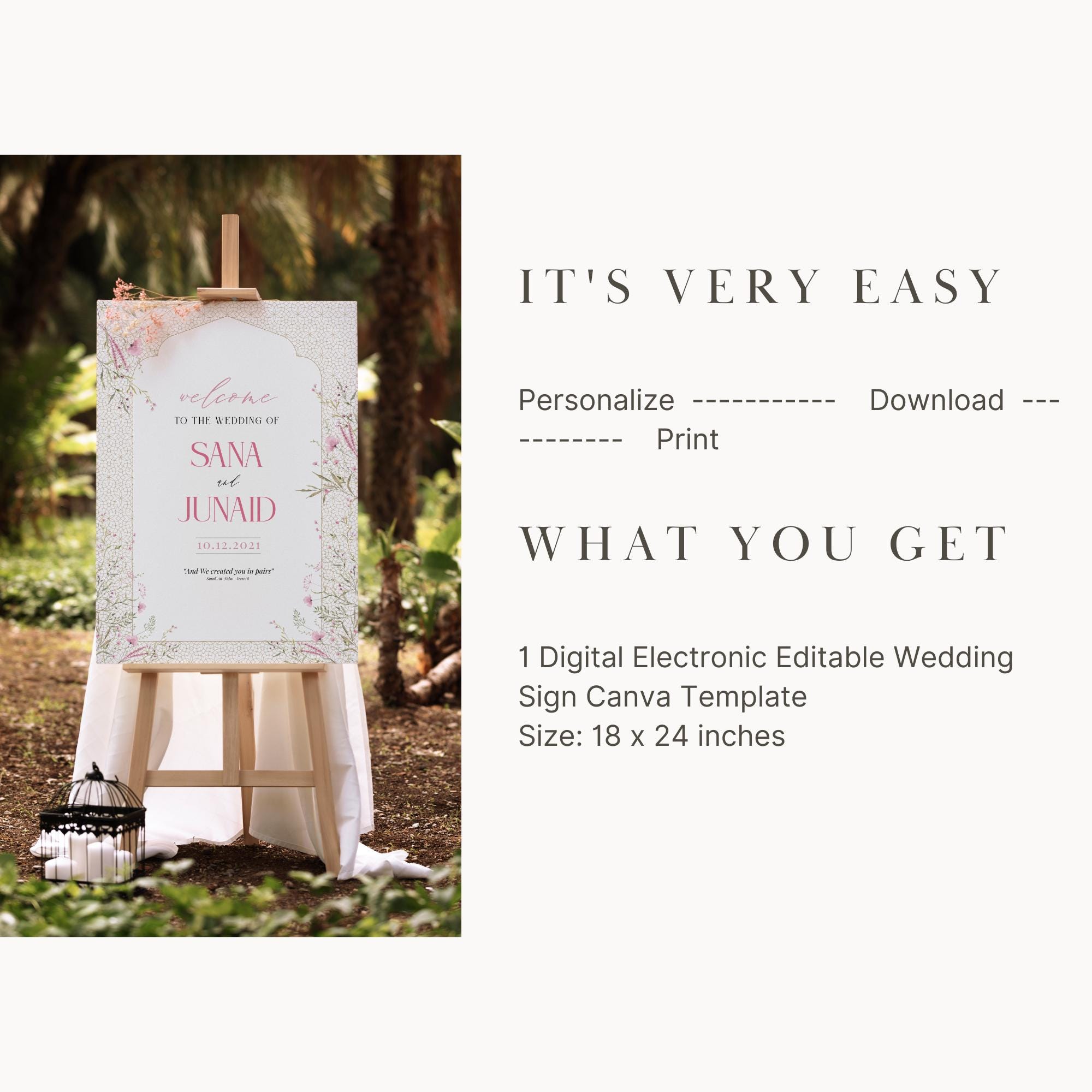 Muslim Wedding Welcome Sign Template - Islamic Wedding Welcome Sign ...