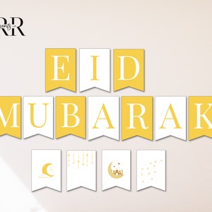 Eid Decoration, Eid Mubarak Banner, Eid Mubarak, Eid Bunting, Printable ...