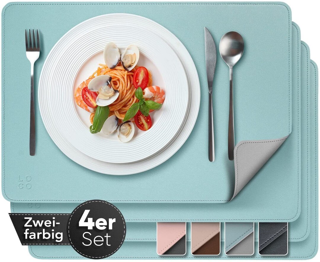 Noble Placemats Made of Artificial Leather Set of 4 Two-tone Placemat ...