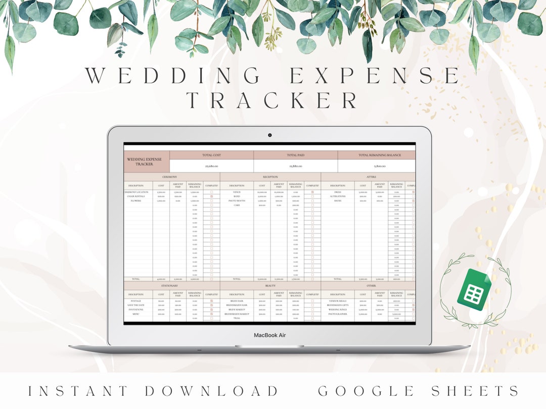 Wedding Expense Tracker - Etsy