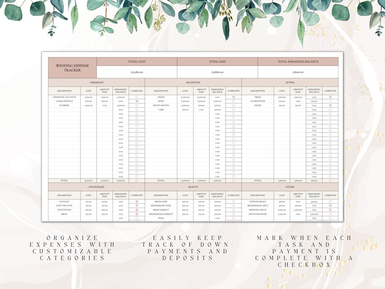 Wedding Expense Tracker - Etsy