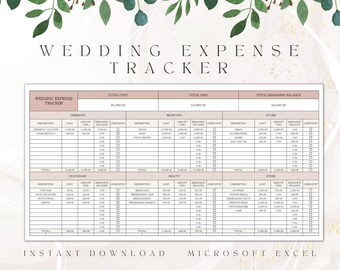 Wedding Expense Tracker - Etsy