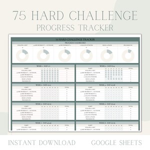 75 Hard Challenge Progress Tracker - Etsy