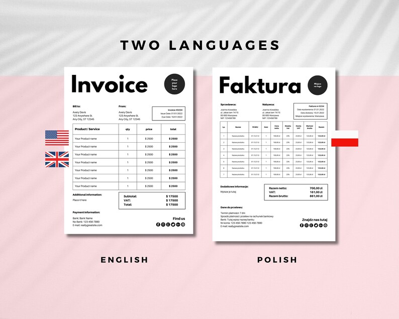 Modern and Bold Fully Editable Canva Invoice Template - Etsy