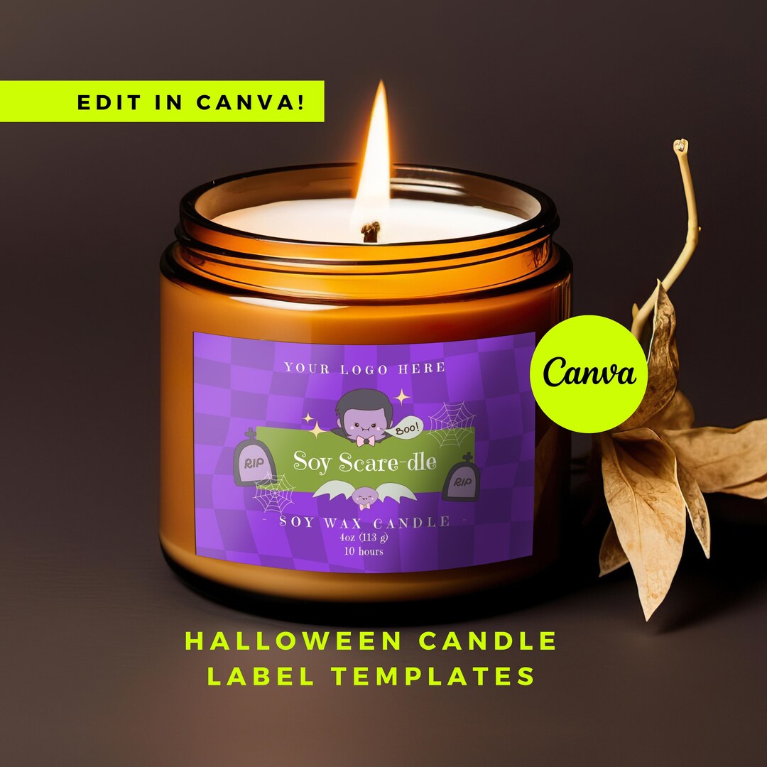 Halloween Candle Labels Canva Template Modern Candle Label - Etsy