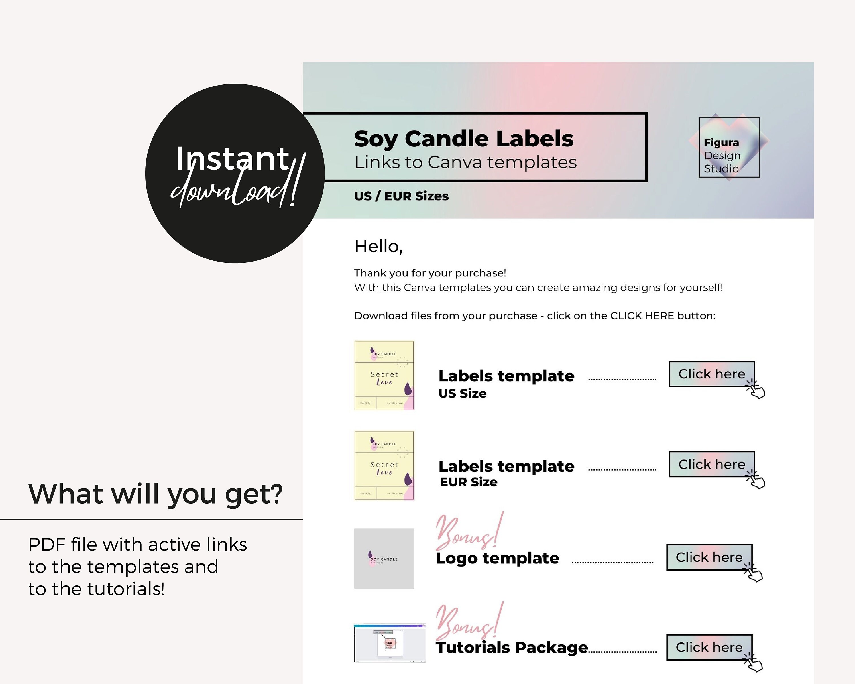 Editable Canva Candle Label Template, Printable Labels Template ...