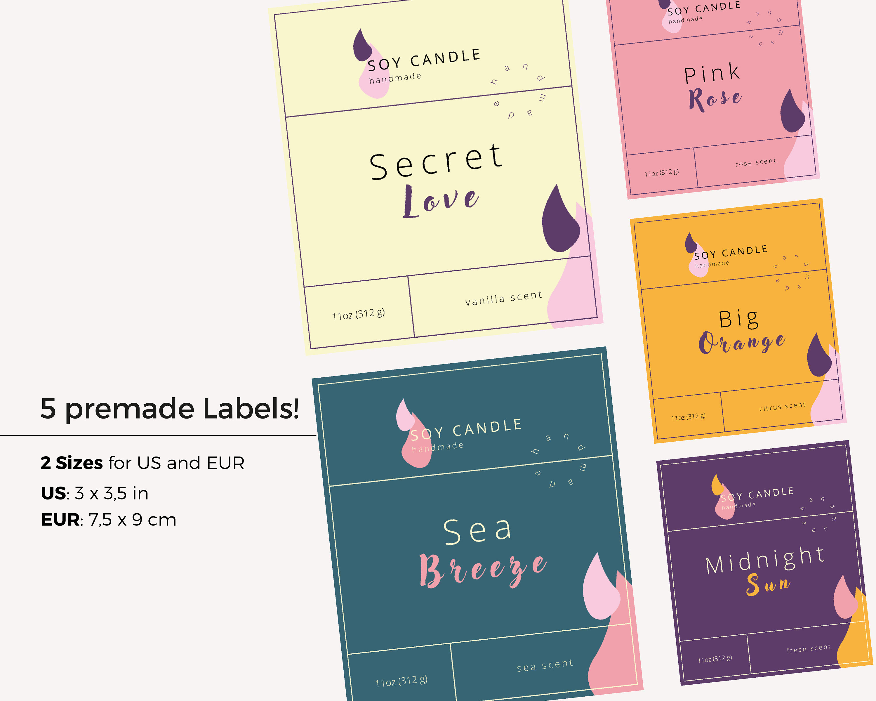 Editable Canva Candle Label Template, Printable Labels Template ...