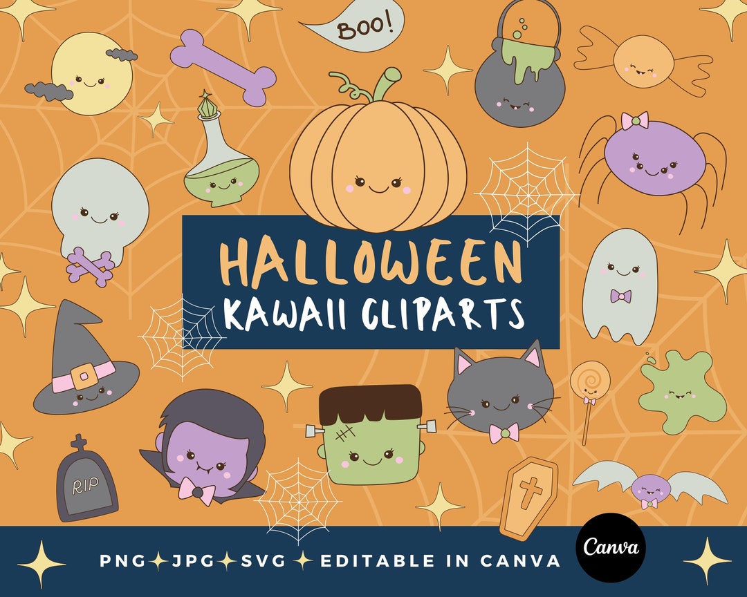 Halloween Kawaii Clipart, Halloween PNG Illustrations Without ...