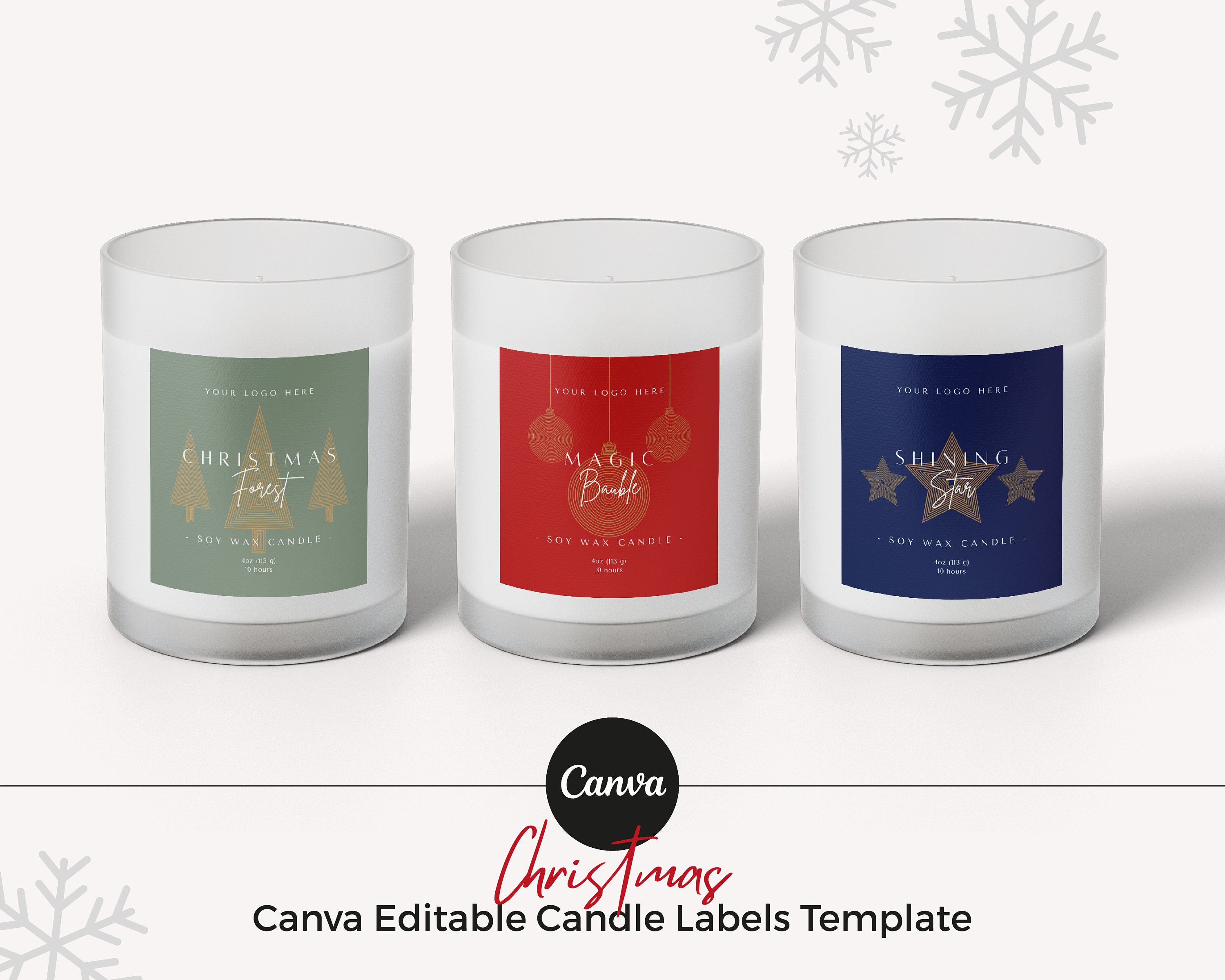 Christmas Printable Candle Labels Template, Editable Design Canva ...
