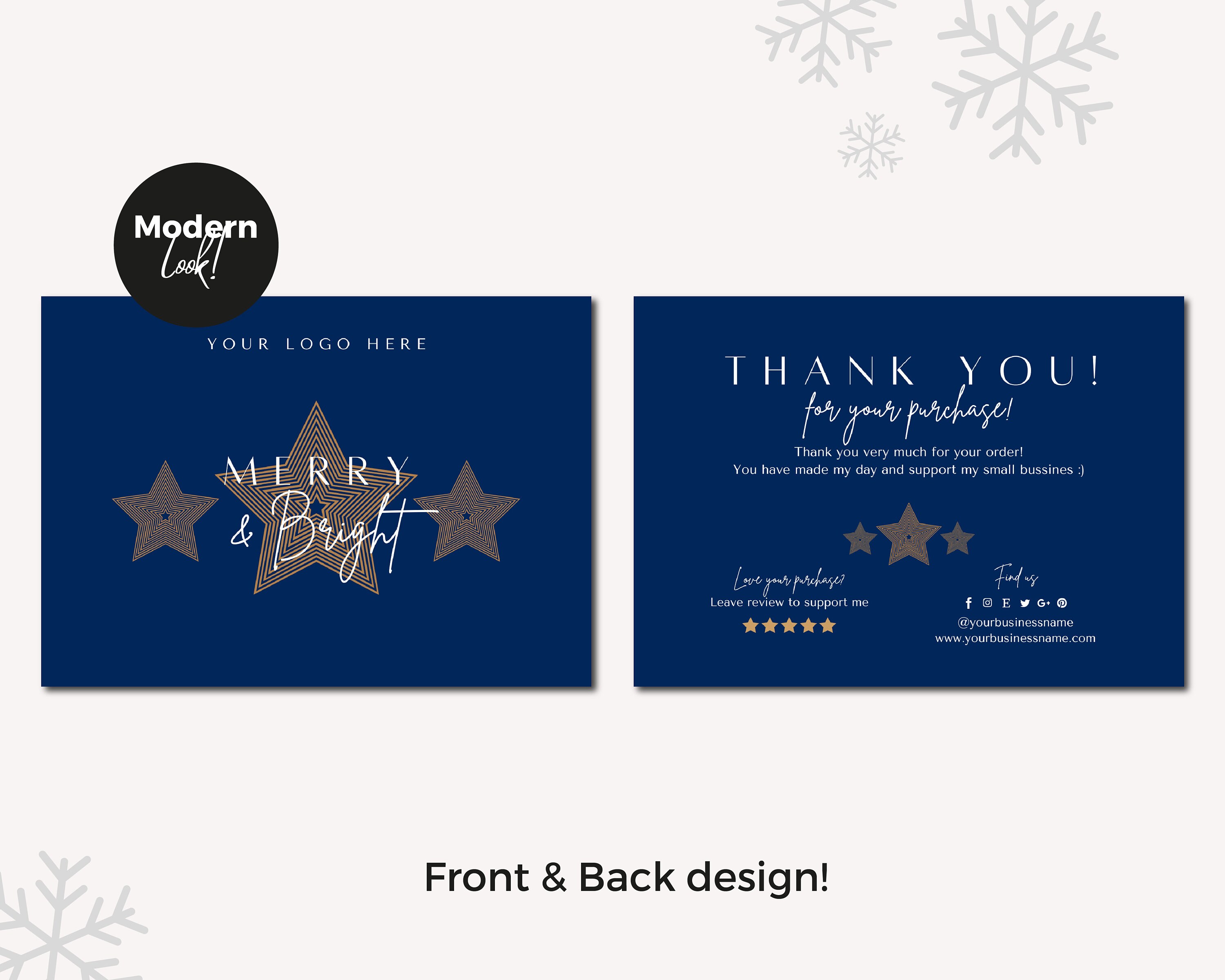 Editable Christmas Thank You Card Christmas Canva Template - Etsy