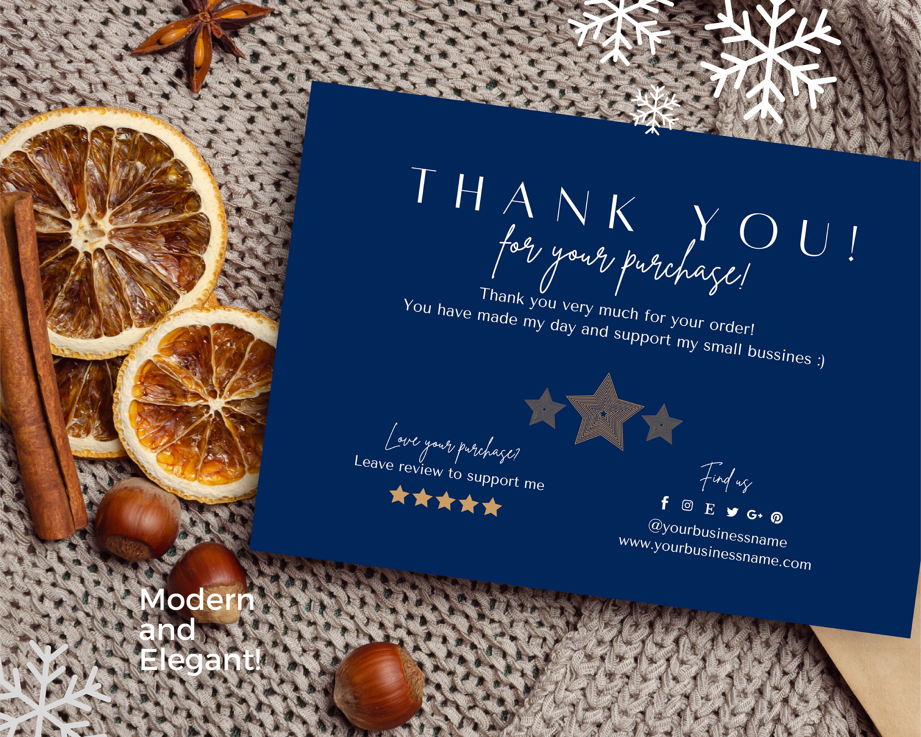 Editable Christmas Thank You Card Christmas Canva Template - Etsy