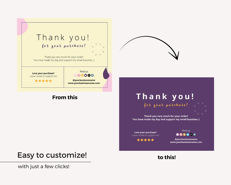 Editable Canva Thank You Card Template for Small Business - Etsy