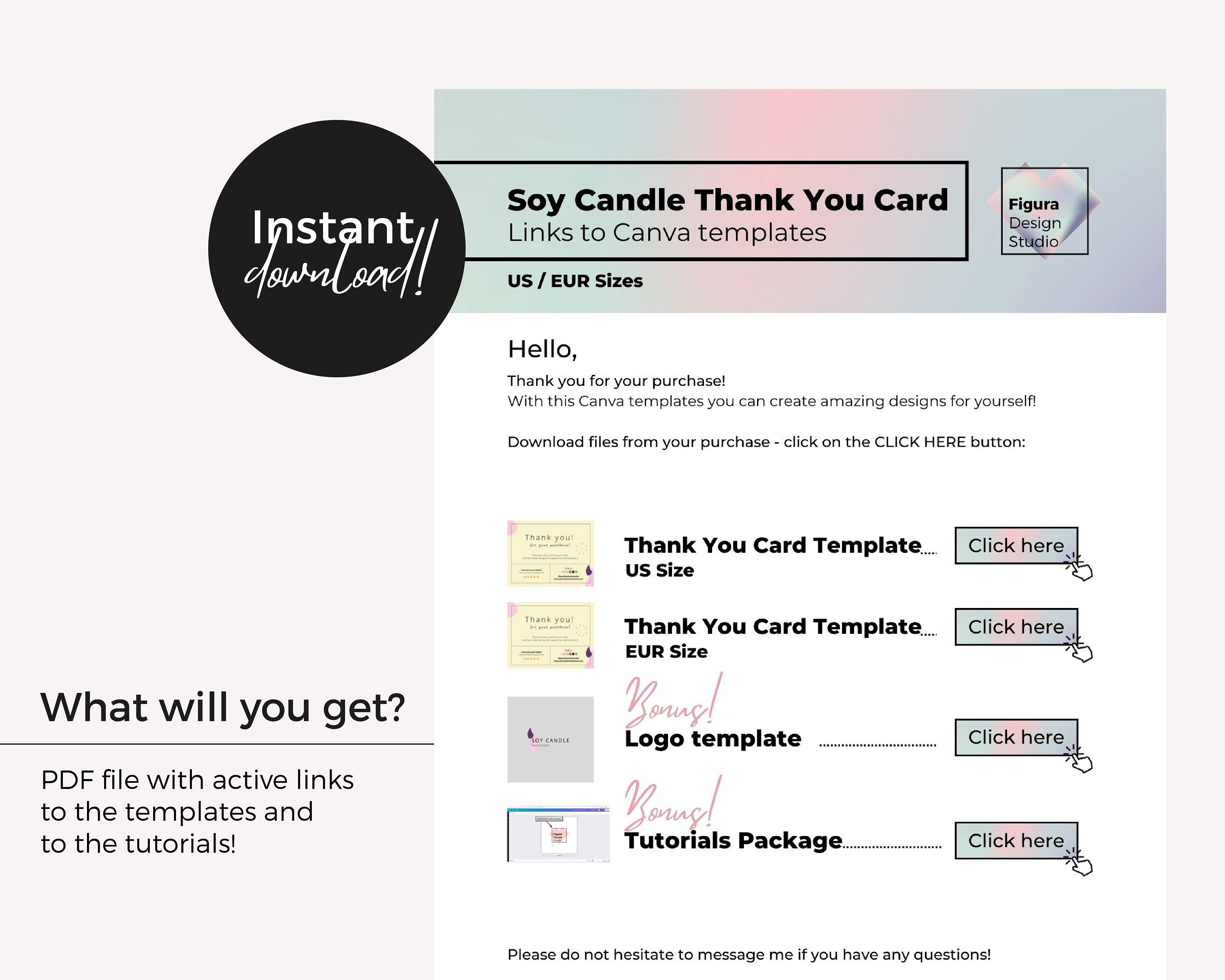 Editable Canva Thank You Card Template for Small Business - Etsy