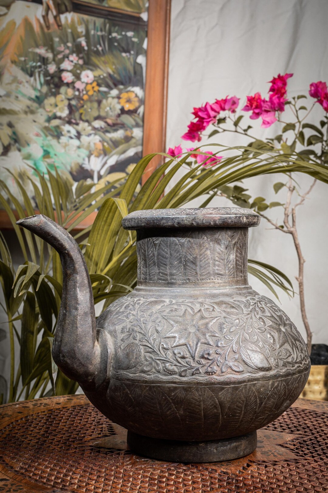 Rustic Antique Look Vintage Surahi Metal Water Pot Decor Traditional ...