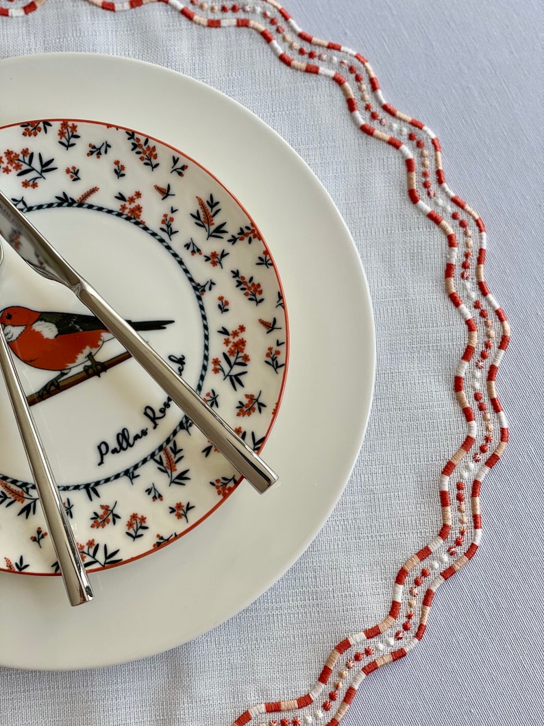 Embroidered Placemat Reusable Table Mat Cotton Embroidery - Etsy