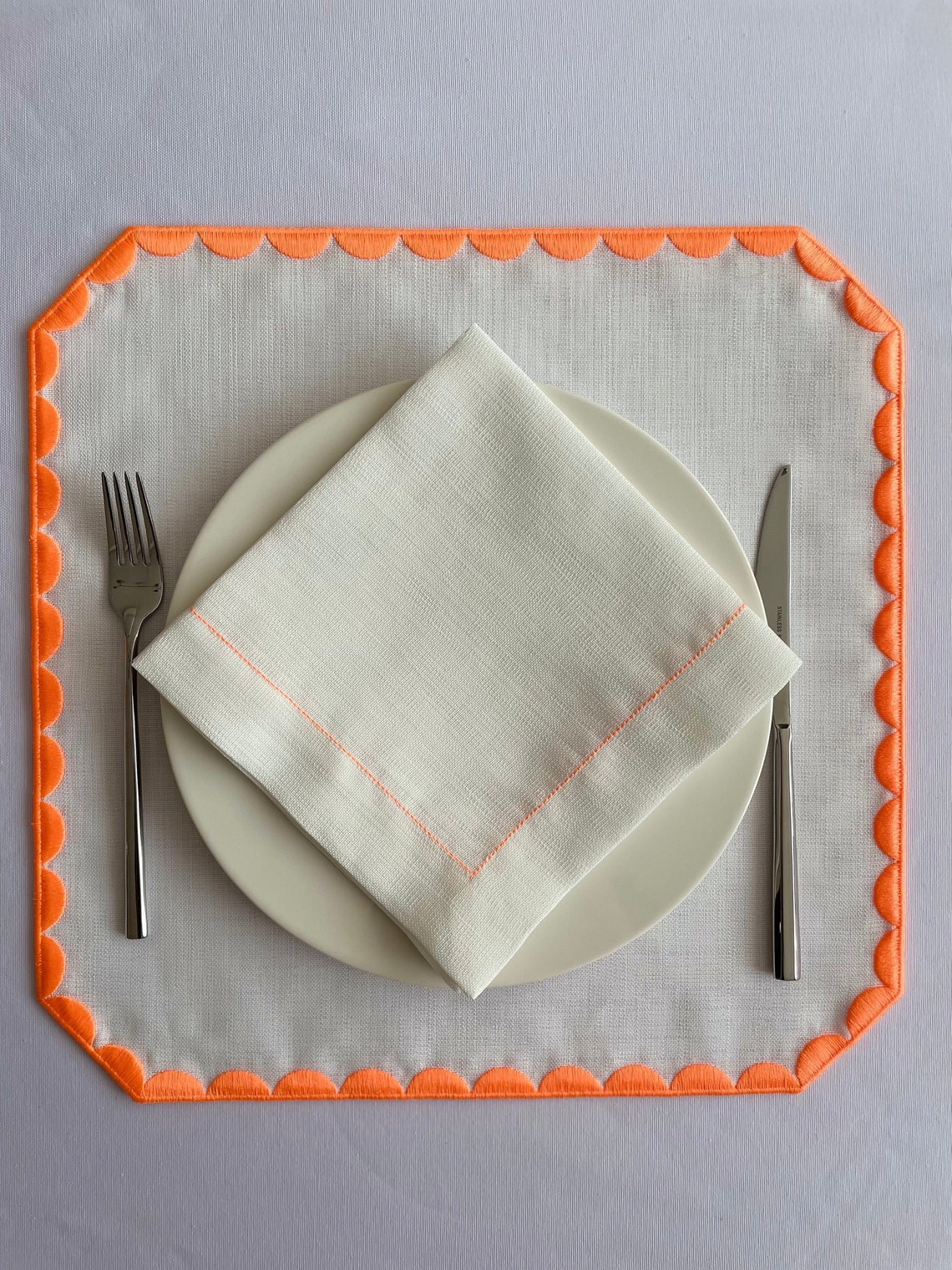 Tea Napkin With Stitched Edges, Natural Cotton White Fabric Napkin ...