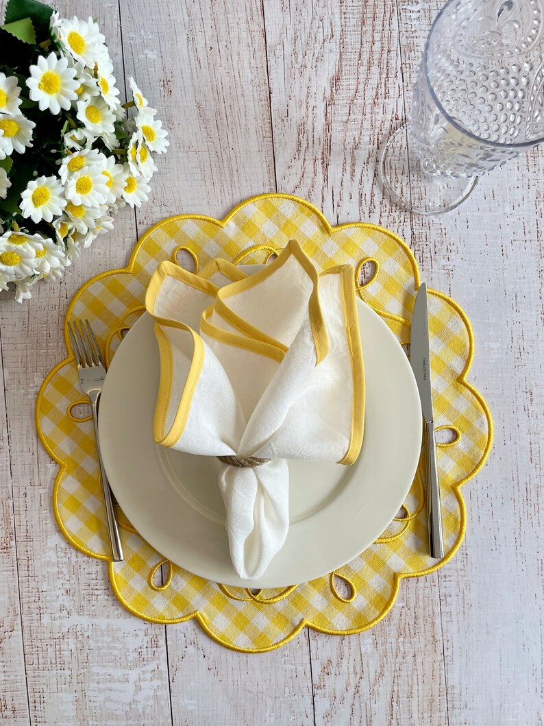 Linen Embroidered Table Mat Handmade Linen Placemats - Etsy