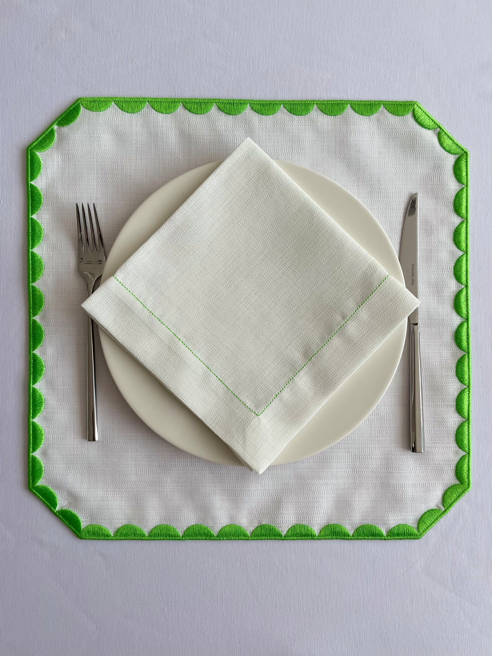 Tea Napkin With Stitched Edges, Natural Cotton White Fabric Napkin ...