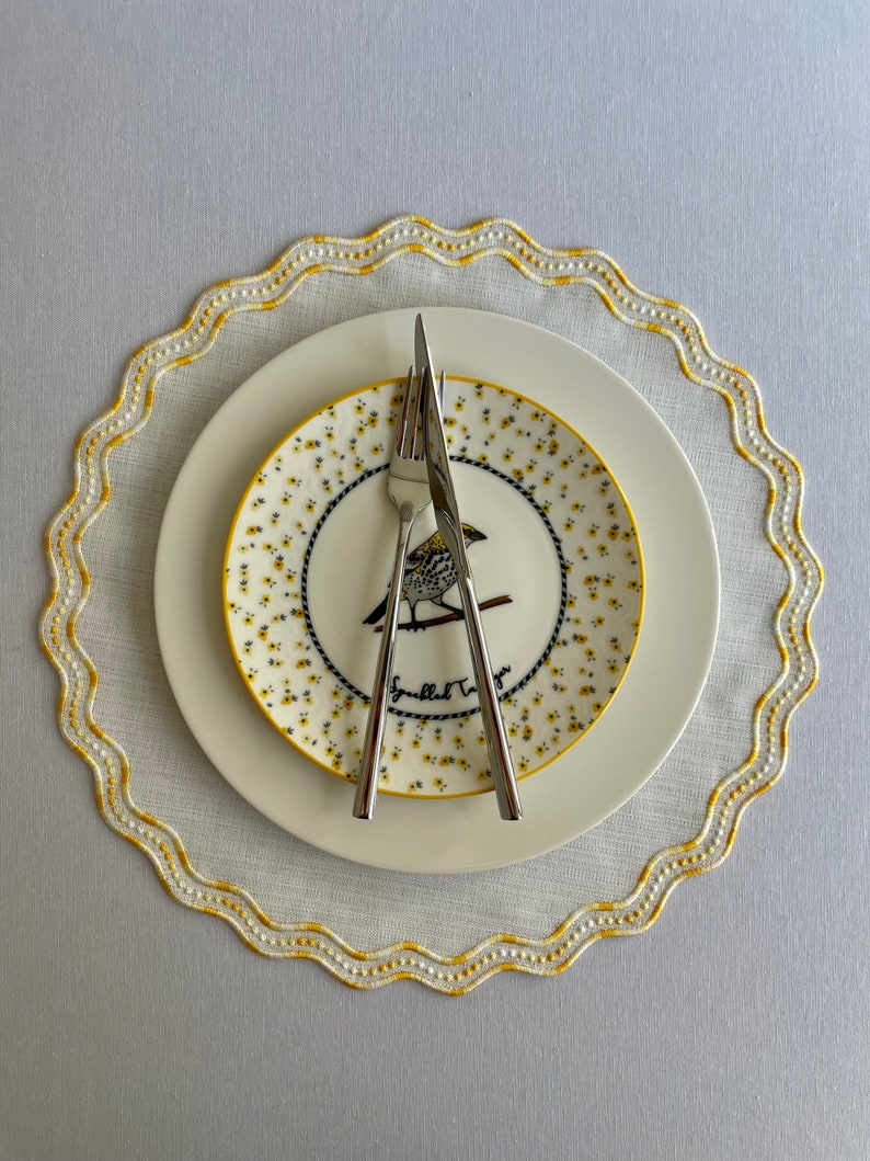 Embroidered Placemat Reusable Table Mat Cotton Embroidery - Etsy