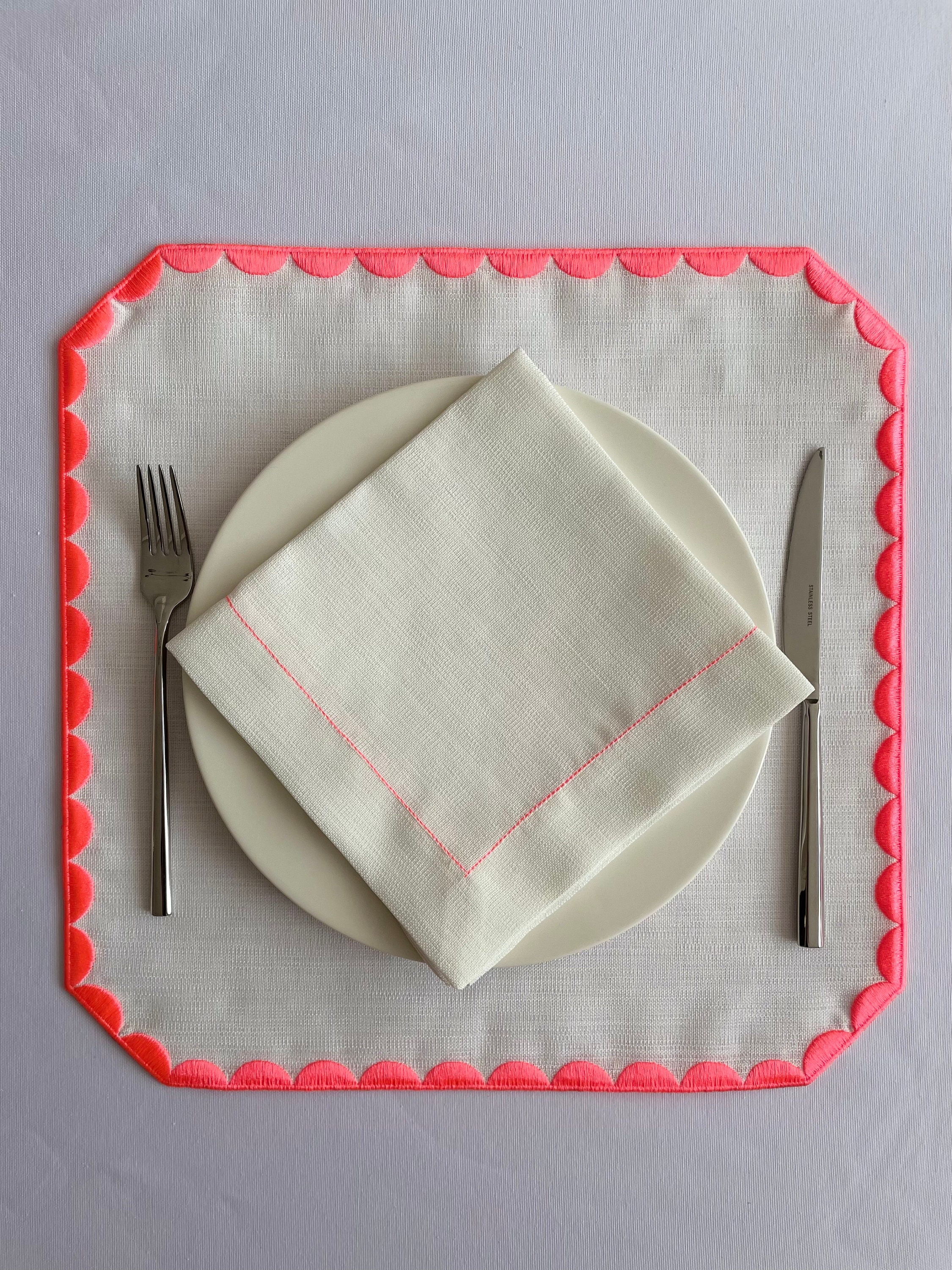 Tea Napkin With Stitched Edges, Natural Cotton White Fabric Napkin ...