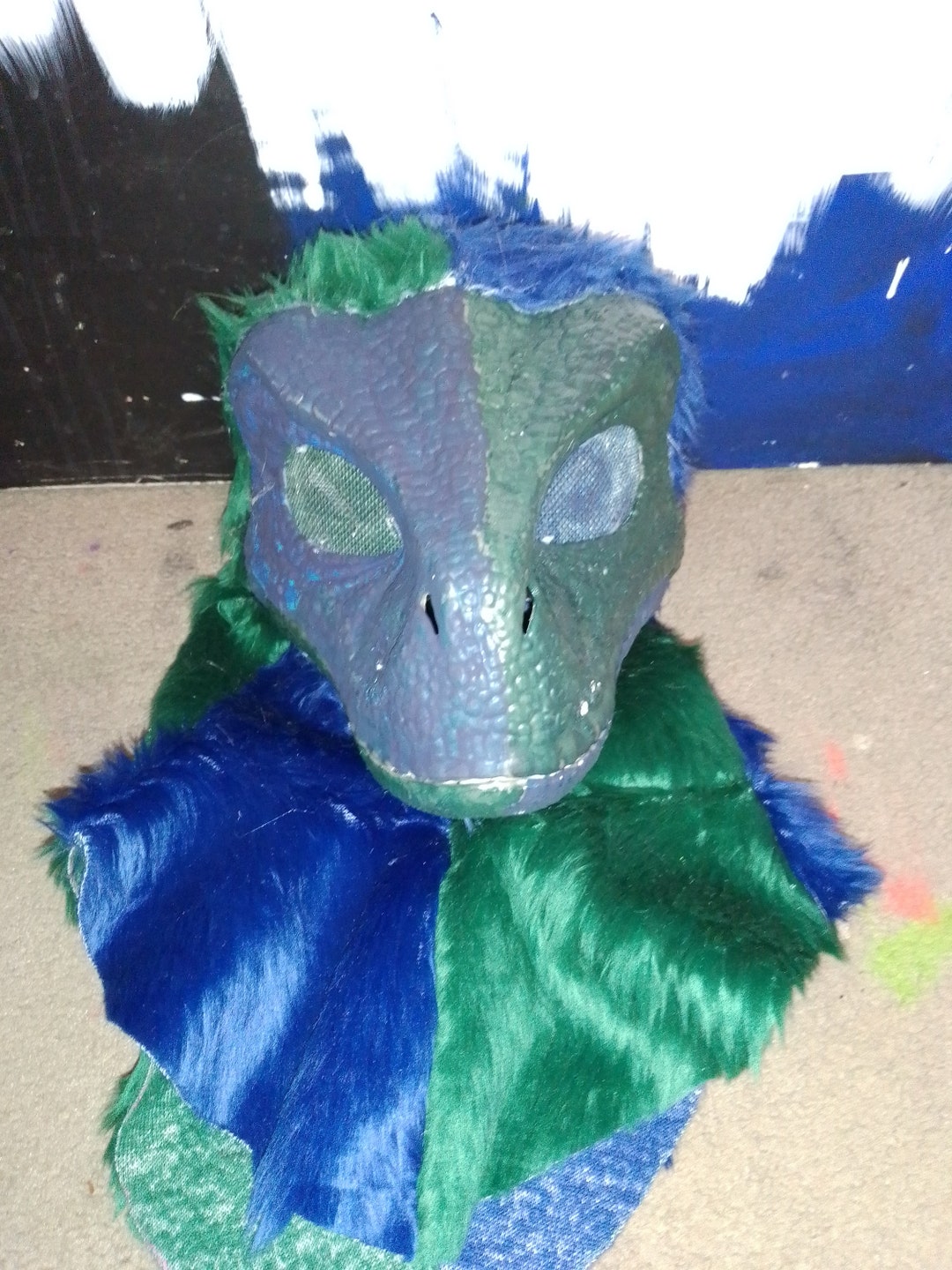 Green and Blue Dino Mask - Etsy Australia