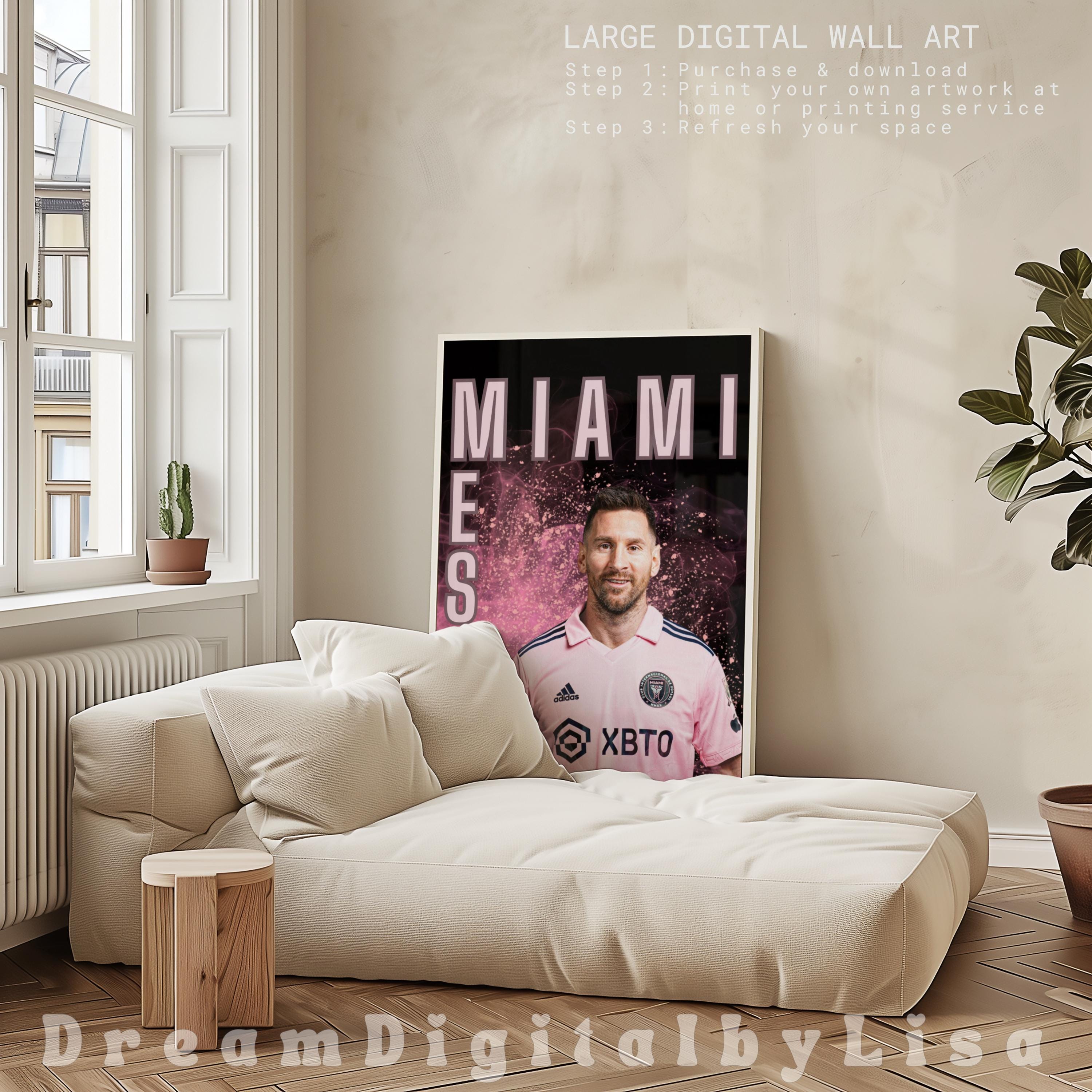 Messi Miami DIGITAL DOWNLOAD, Lionel Messi Printable, Messi Poster ...