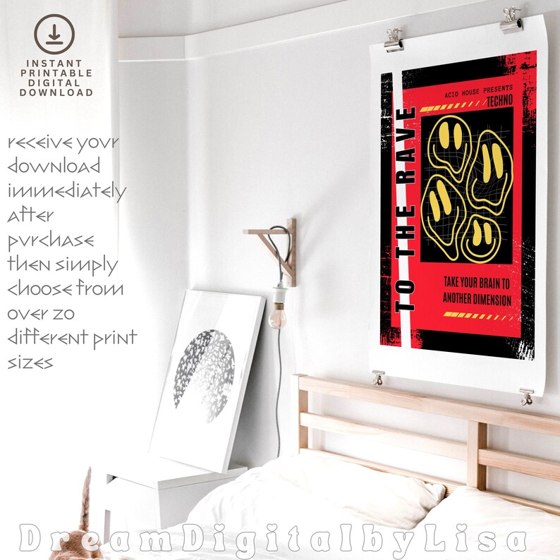 Rave Poster to the Rave Techno Dance Print 90s Acid House - Etsy