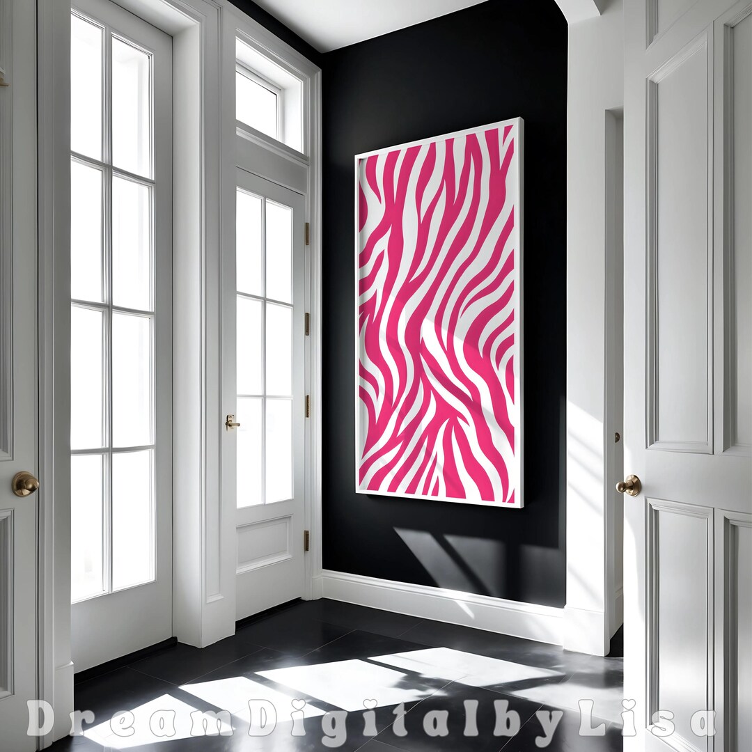 Hot Pink Zebra Print Wall Art Modern Abstract Animal Patterns ...
