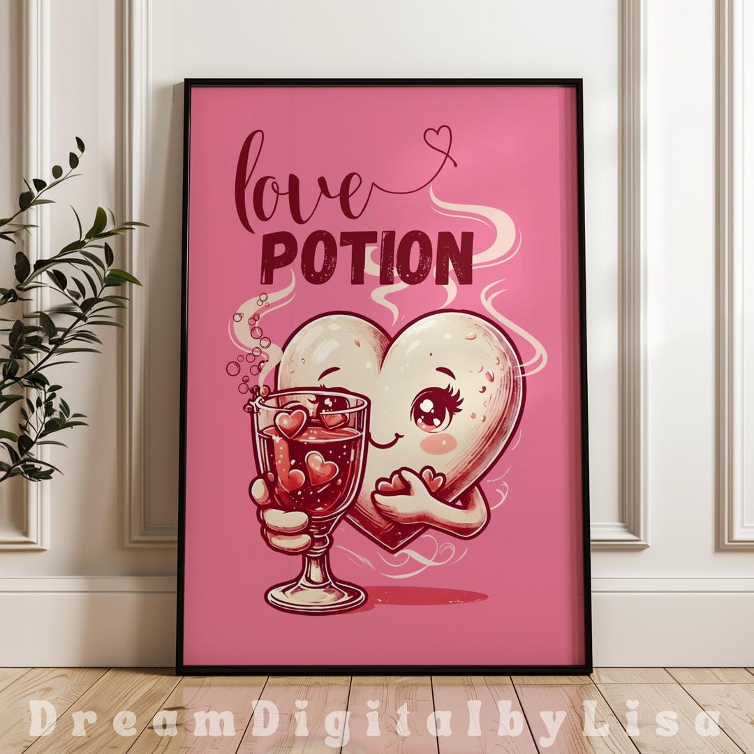 Love Potion Valentine Love Gift Digital Print Anthropomorphic Love ...