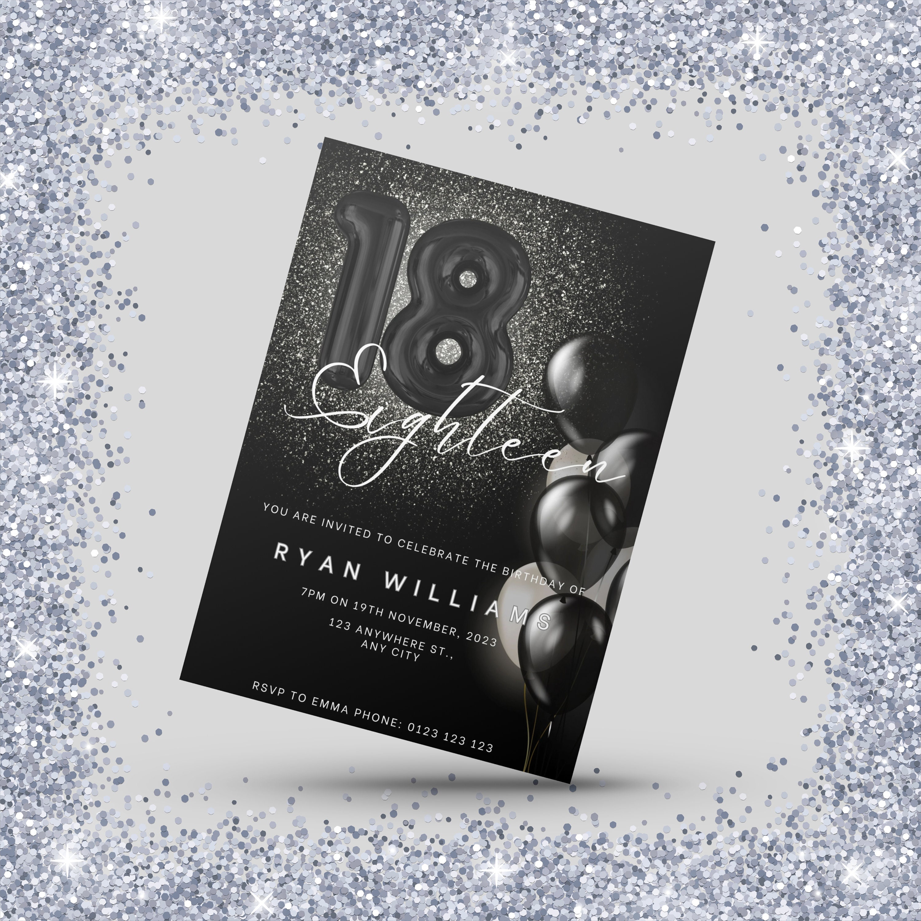 18th Birthday Invitation Editable Unisex 18th Party - Etsy