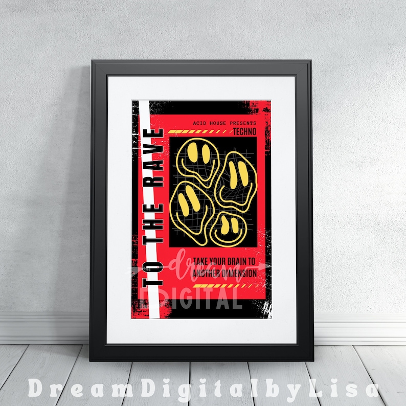 Rave Poster to the Rave Techno Dance Print 90s Acid House - Etsy