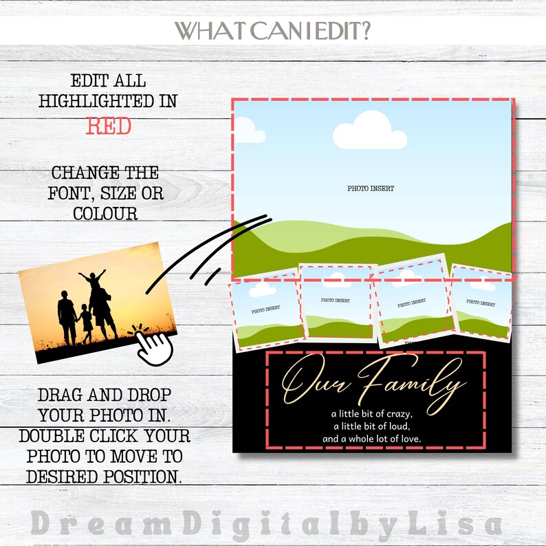 Editable Photo Collage Template Family Photo Print Personal Gifts Photo ...