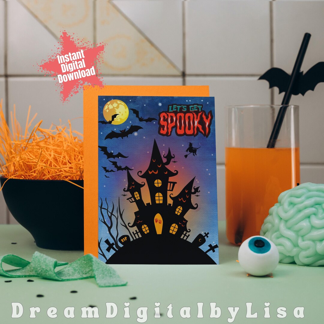 Haunted House Printable Lets Get Spooky Print Halloween - Etsy