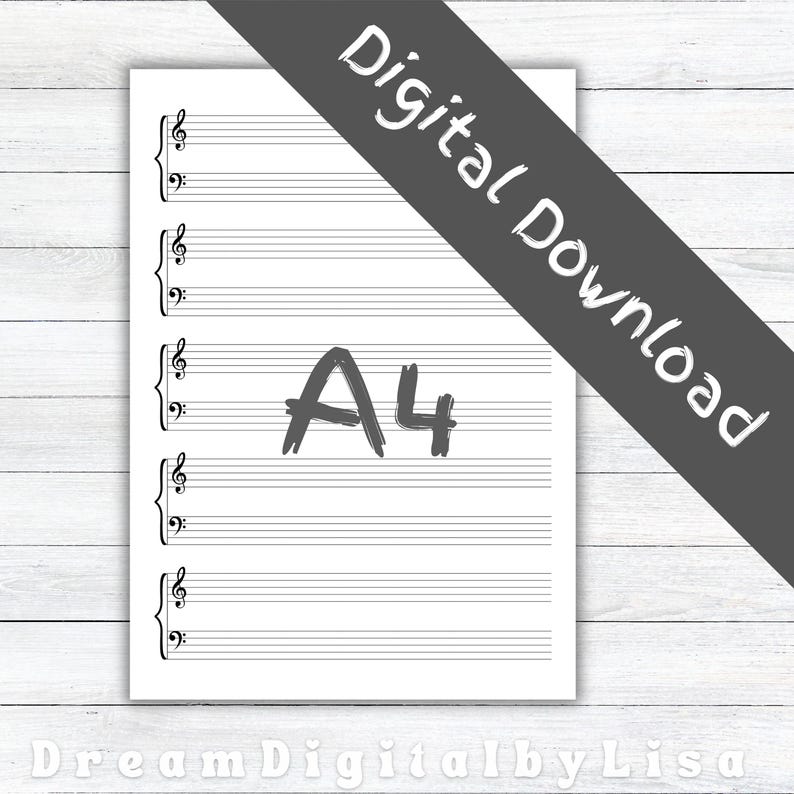 PRINTABLE Blank Sheet Music for A4/US Letter, Piano Staff Paper, Blank ...