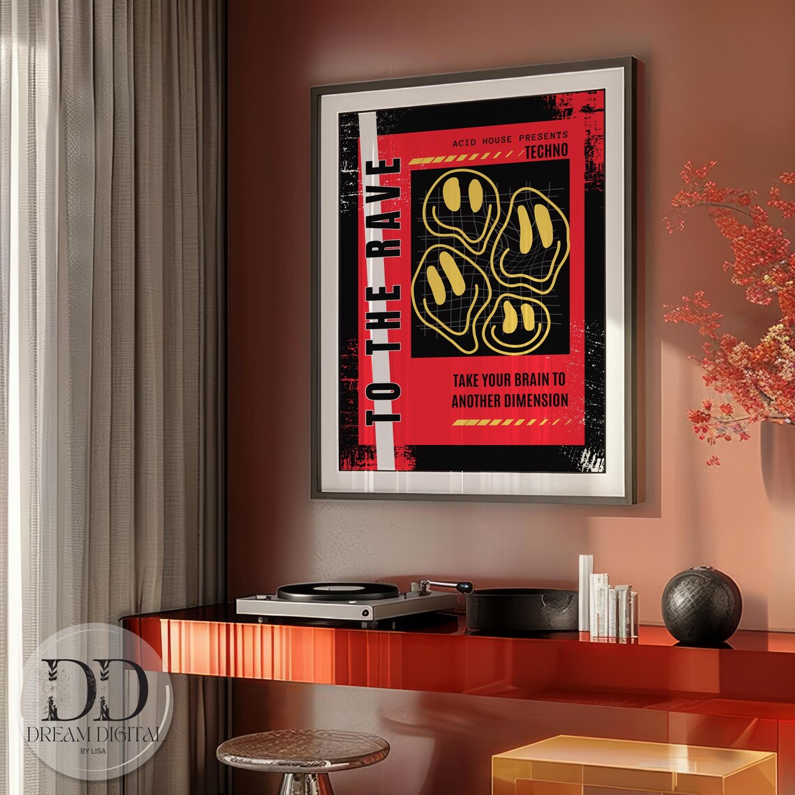 1990s Rave Poster to the Rave Techno Dance Print 90s Acid House Poster ...