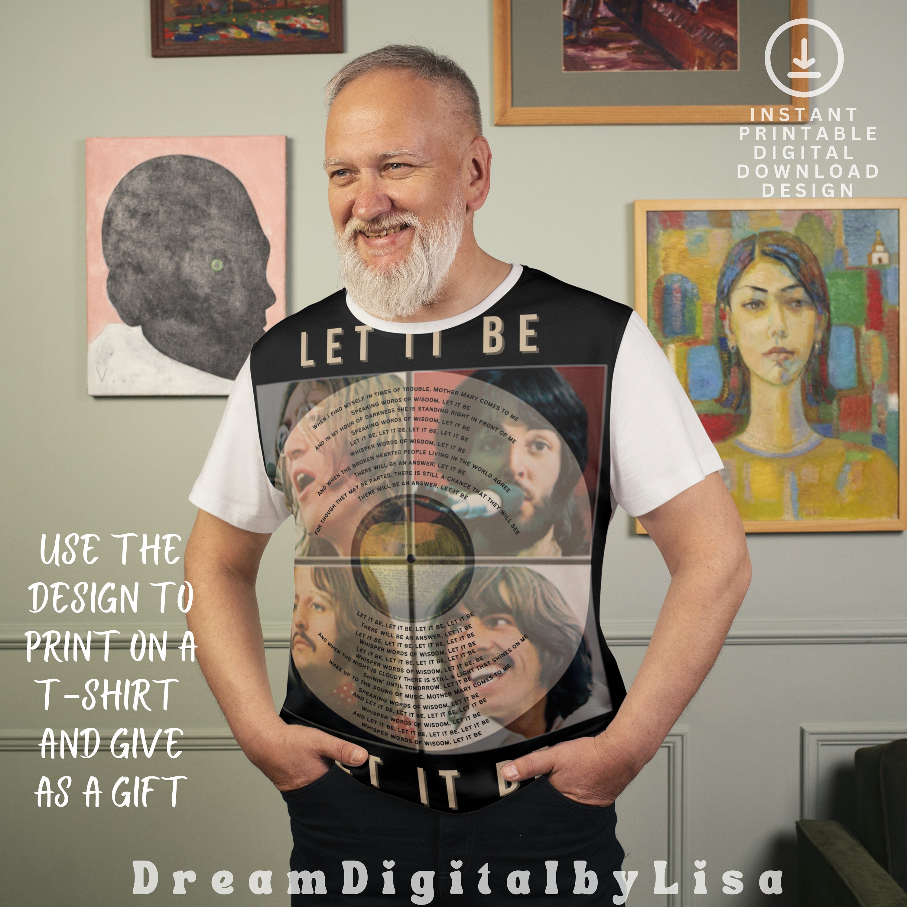 Let It Be Print, the Beatles Lyrics Poster, Digital Design, the Beatles ...