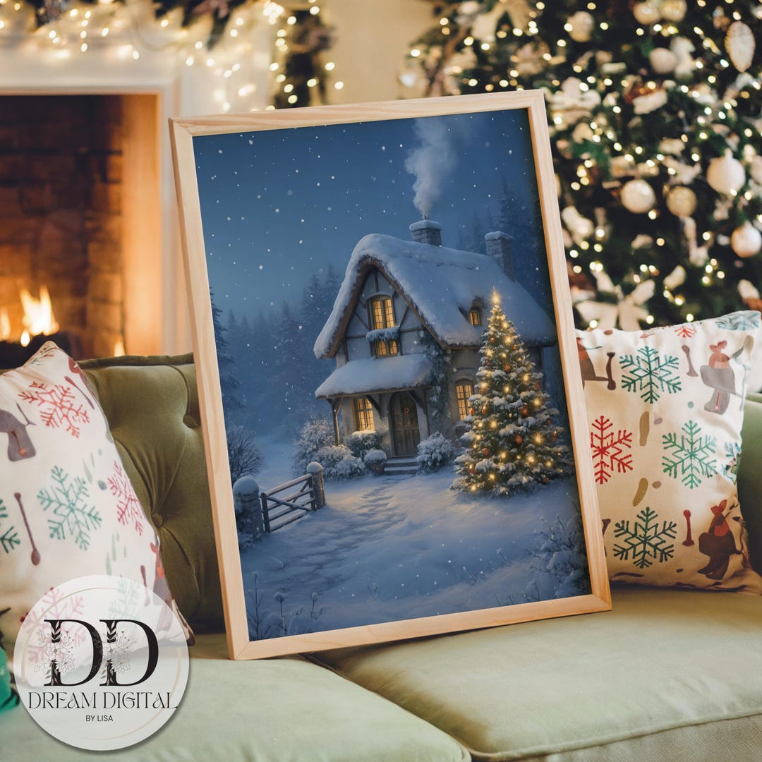 Farmhouse Christmas Cottagecore Print Cosy Winter Art DIGITAL Holiday ...