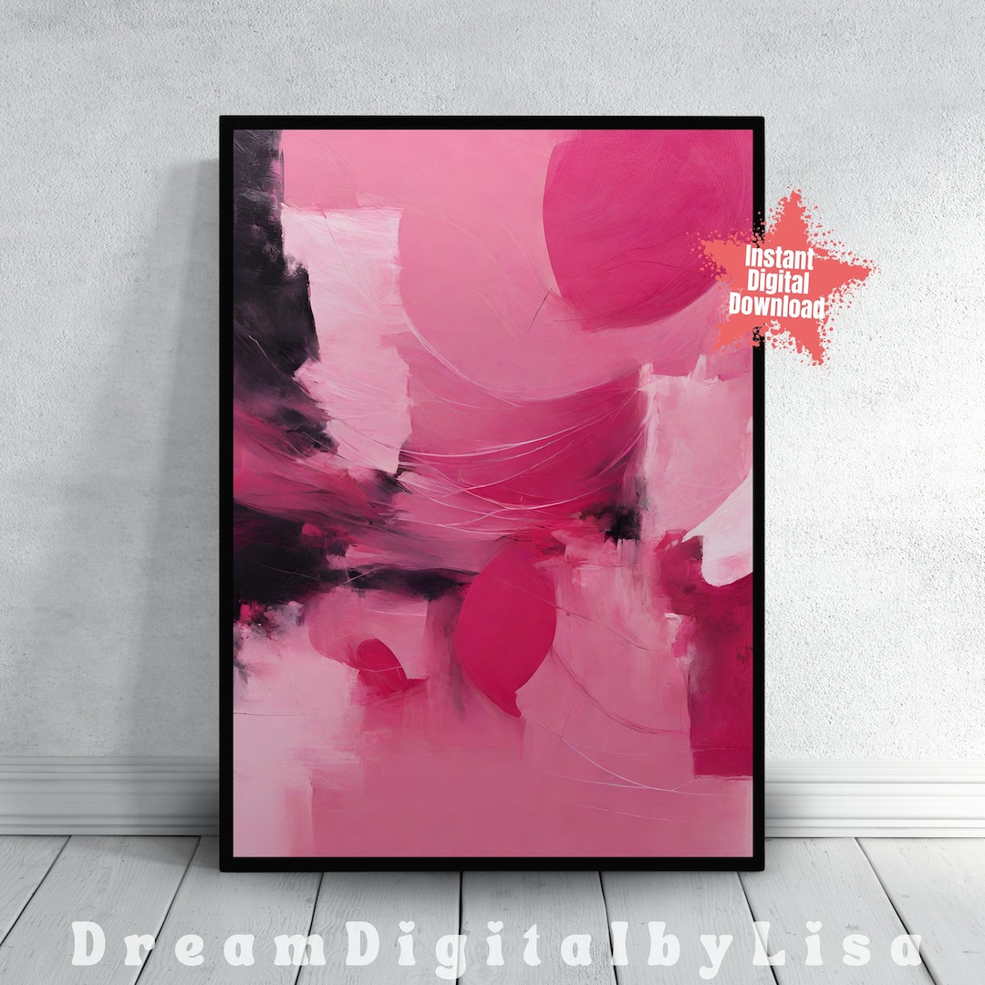 Pink Abstract Painting Print Printable Pink Wall Art - Etsy