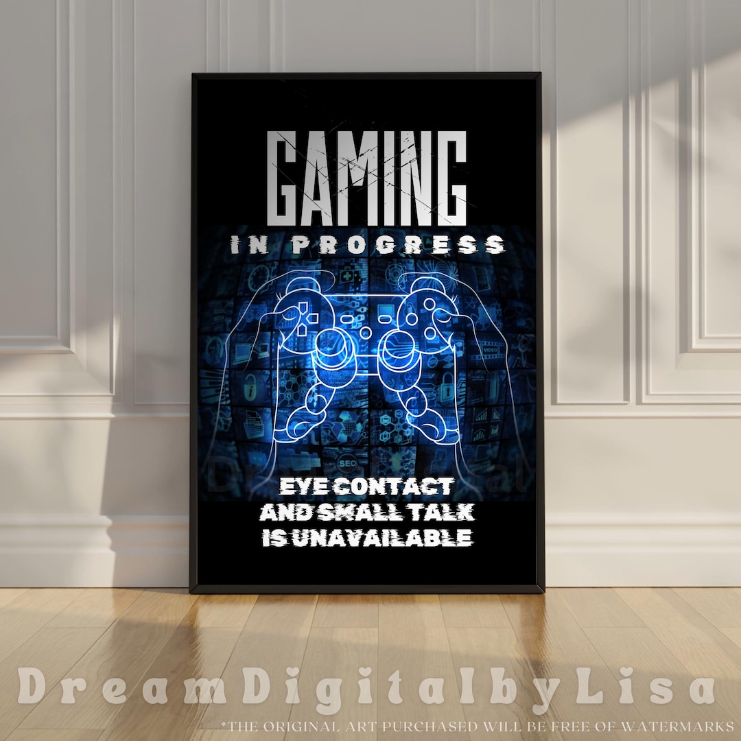 Gaming Poster DIGITAL DOWNLOAD Gaming Prints Blue Gaming Printable ...